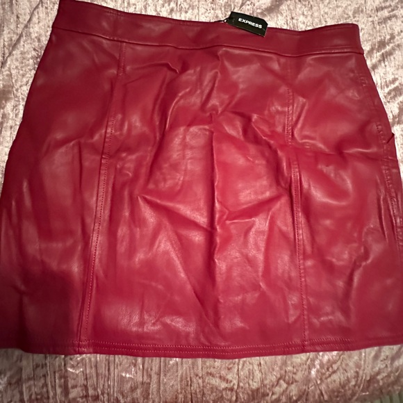 Express | Skirts | Express Bold Red Leather Mini Skirt | Poshmark